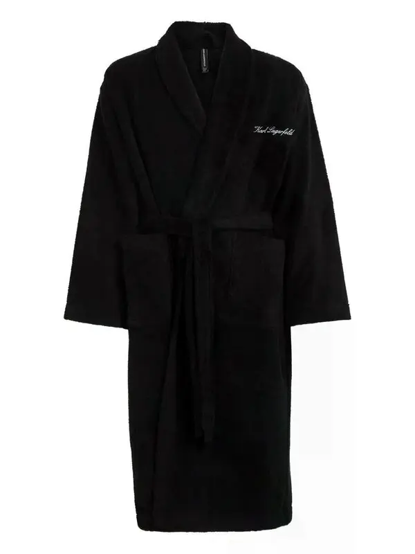 Karl Lagerfeld Hotel Karl Logo-embroidered Robe - Black