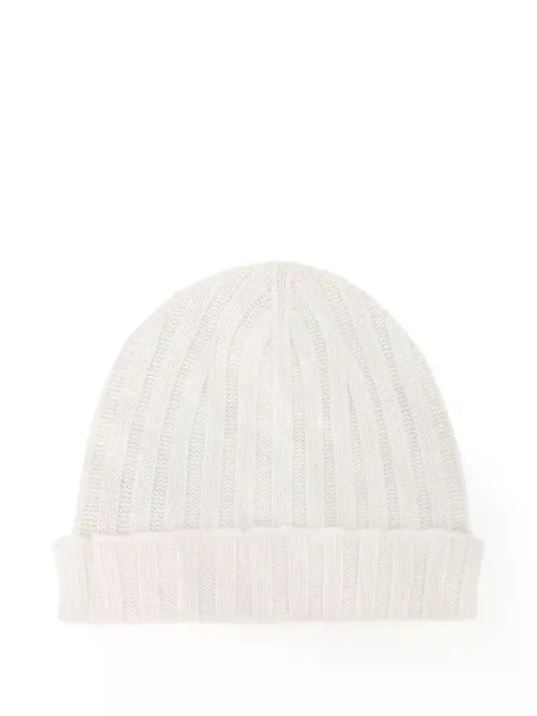 FILIPPO DE LAURENTIIS Ribbed Merino Wool Beanie - White