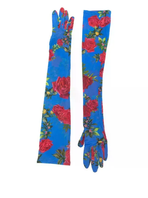 Magda Butrym Floral-print Gloves - Blue