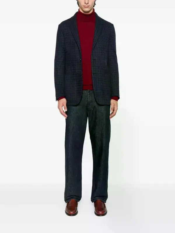 Canali Checked Two-button Blazer - Blue