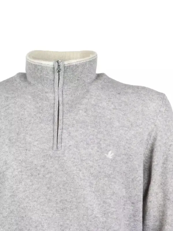 BROOKSFIELD Zip Mock-neck Sweater - Grey