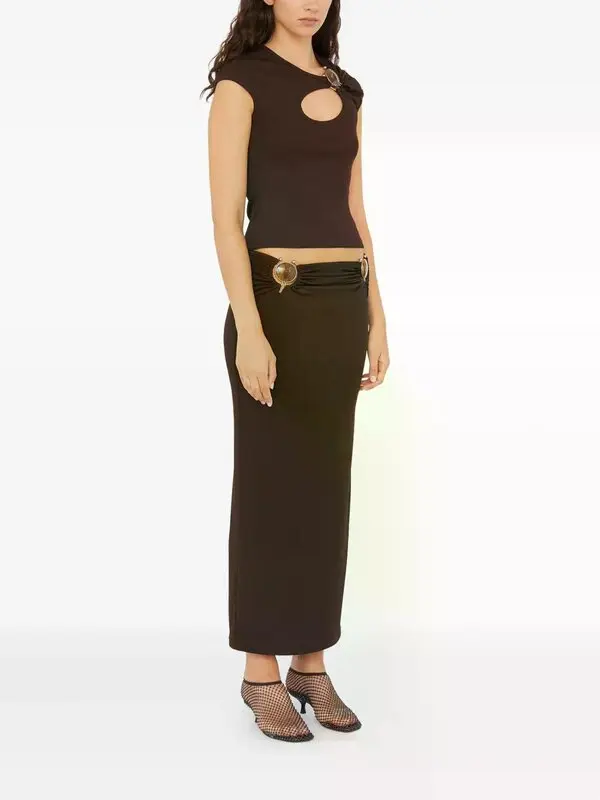 Christopher Esber Ruched Maxi Skirt With Stone Embellishments