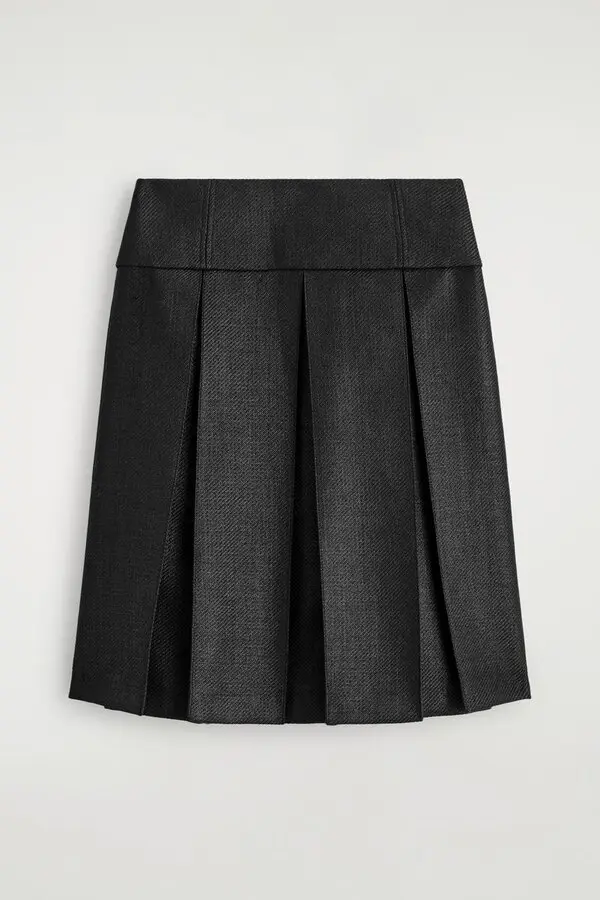 Cos Pleated Wool-blend A-line Skirt