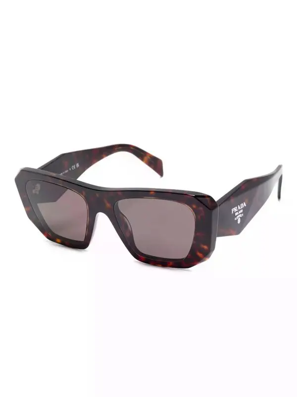Prada Symbole Geometric-frame Sunglasses - Brown