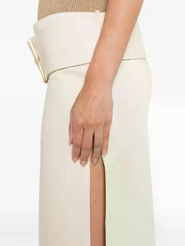 ROWEN ROSE Buckle Midi Skirt