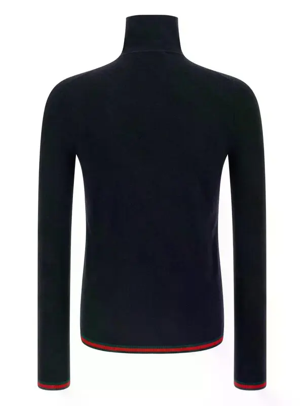 Gucci High-neck Ribbon Web Sweater - Blue