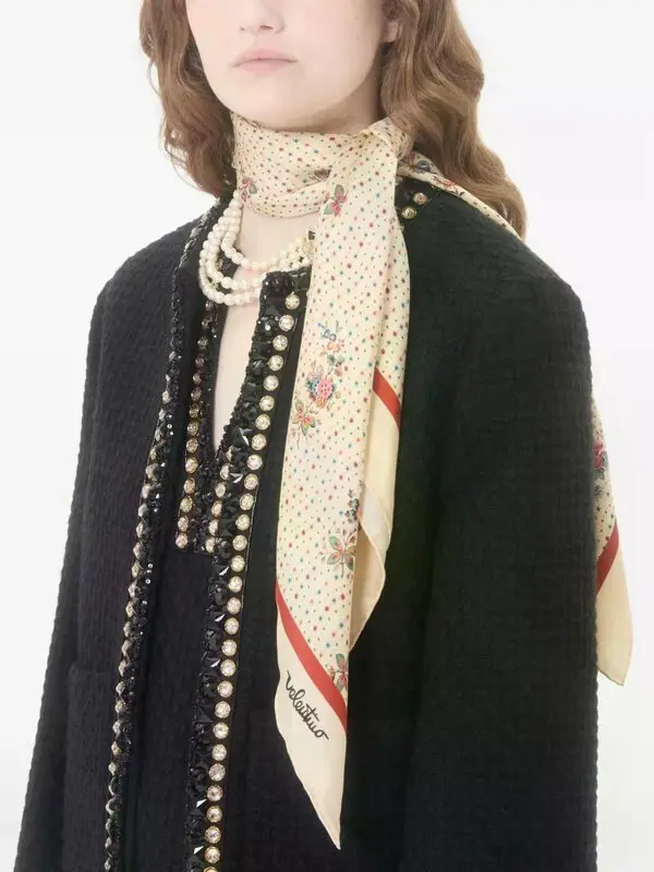 Valentino Garavani Papier Floreal Silk Scarf - Neutrals