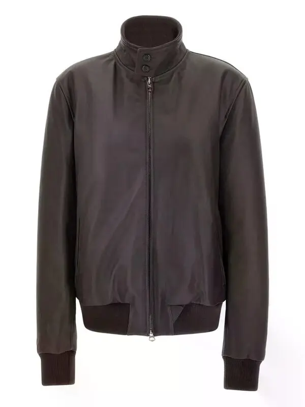 STEWART Ribbed-trim Leather Jacket