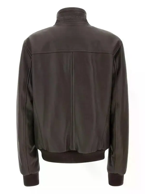 STEWART Ribbed-trim Leather Jacket