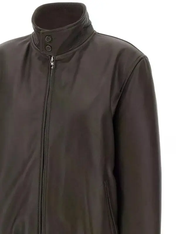 STEWART Ribbed-trim Leather Jacket