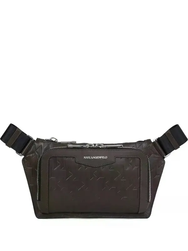 Karl Lagerfeld Embossed Leather Belt Bag - Brown
