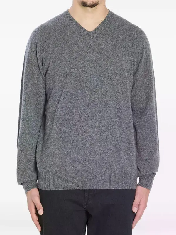 THE ROW Rod V-neck Ribbed Sweater - Grey