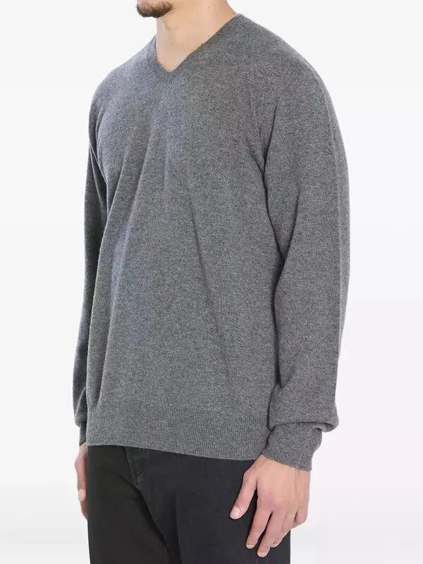 THE ROW Rod V-neck Ribbed Sweater - Grey