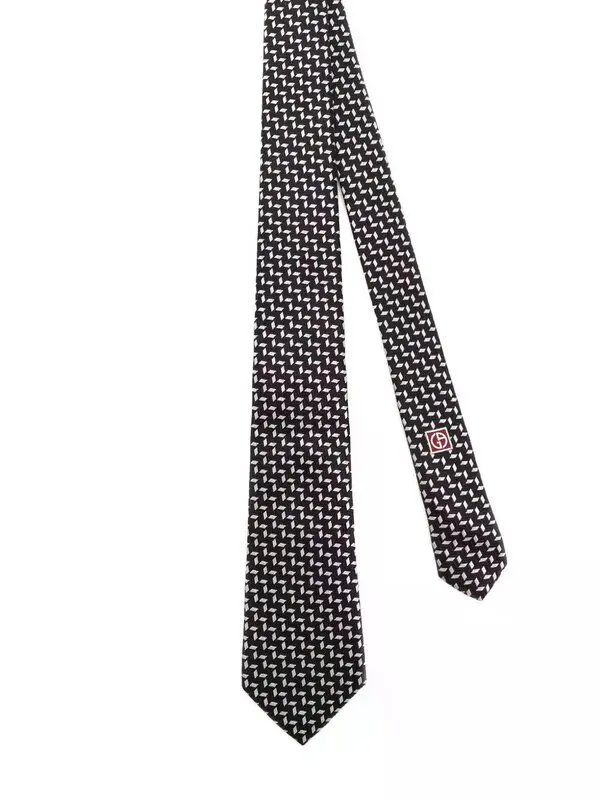 Giorgio Armani Geometric-pattern Silk Neck Tie - Black