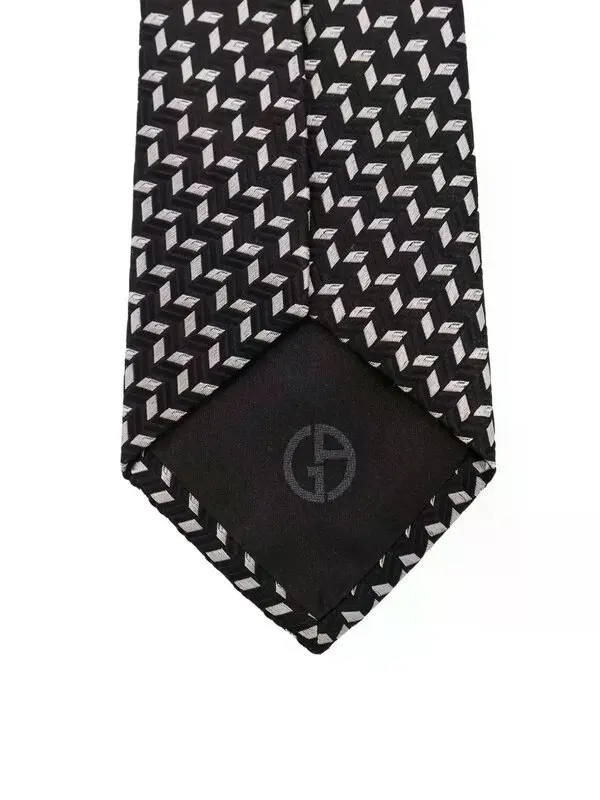 Giorgio Armani Geometric-pattern Silk Neck Tie - Black