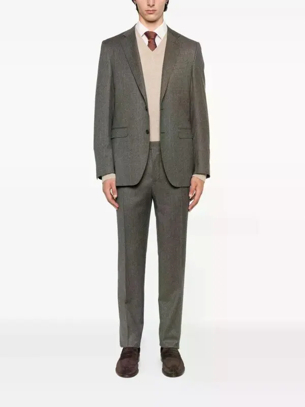 Canali Herringbone Wool Suit