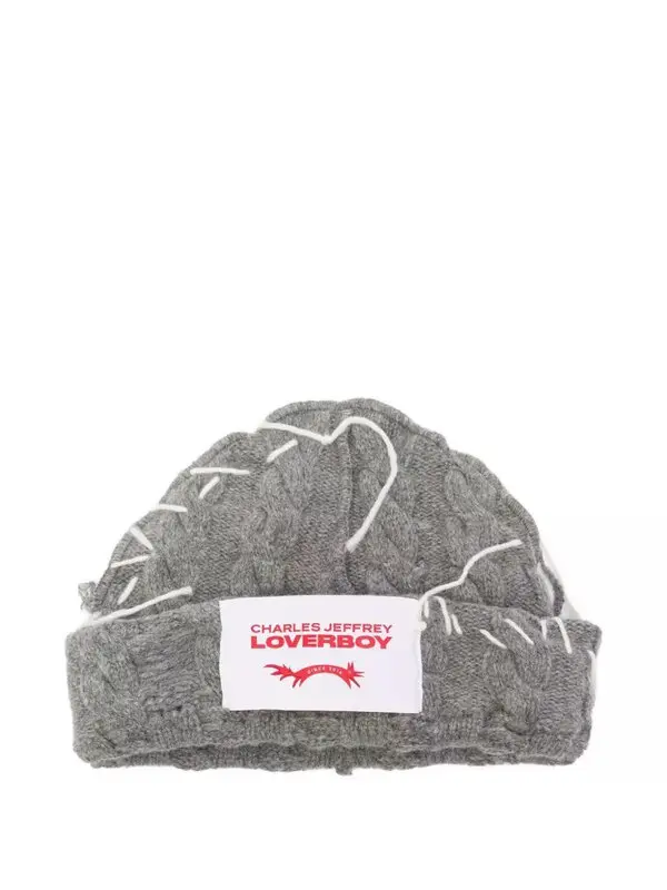CHARLES JEFFREY Cable-knit Beanie - Grey