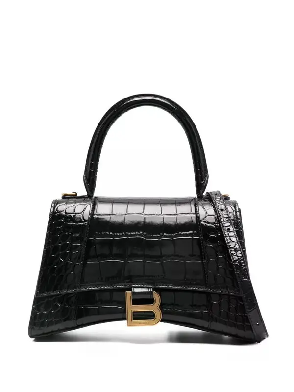 Balenciaga Hourglass Croc-effect Leather Tote Bag