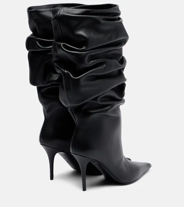 Amina Muaddi Anok 90 Leather Mid-calf Boots