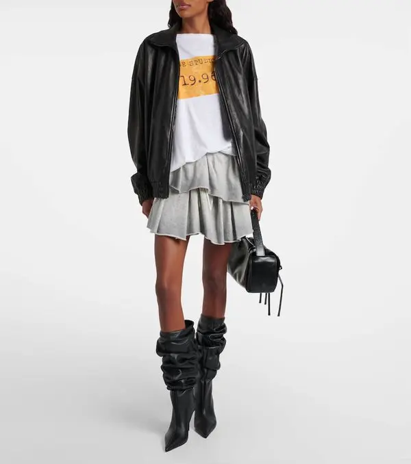 Amina Muaddi Anok 90 Leather Mid-calf Boots