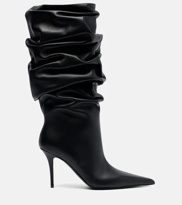 Amina Muaddi Anok 90 Leather Mid-calf Boots