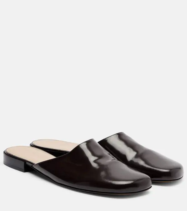 THE ROW Penelope Leather Mules - Brown