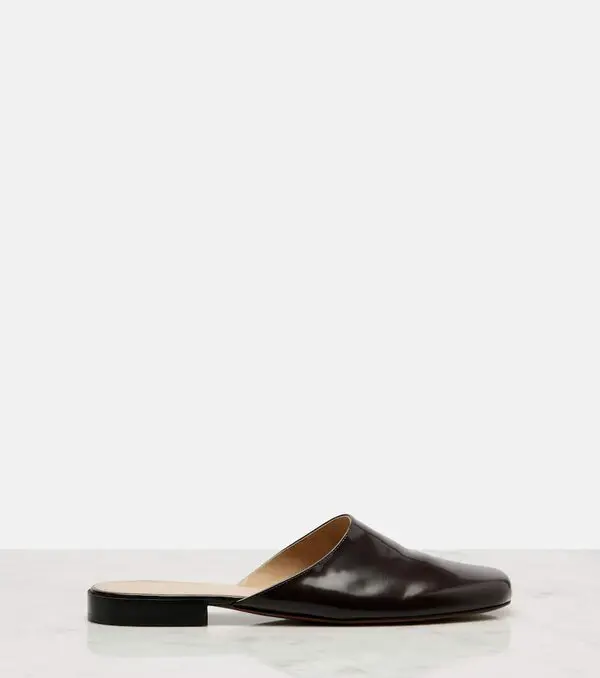 THE ROW Penelope Leather Mules - Brown