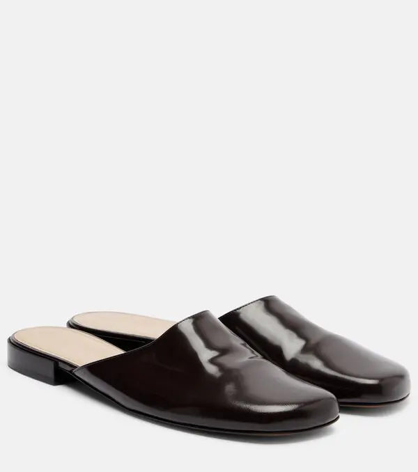 THE ROW Penelope Leather Mules - Brown