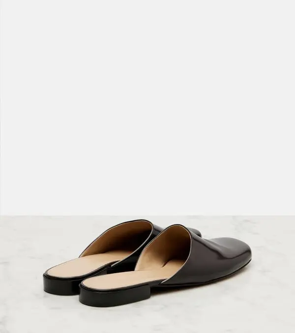 THE ROW Penelope Leather Mules - Brown