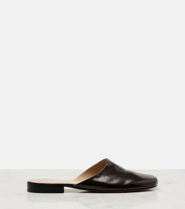THE ROW Penelope Leather Mules - Brown