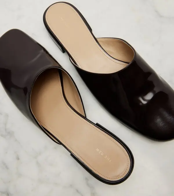 THE ROW Penelope Leather Mules - Brown