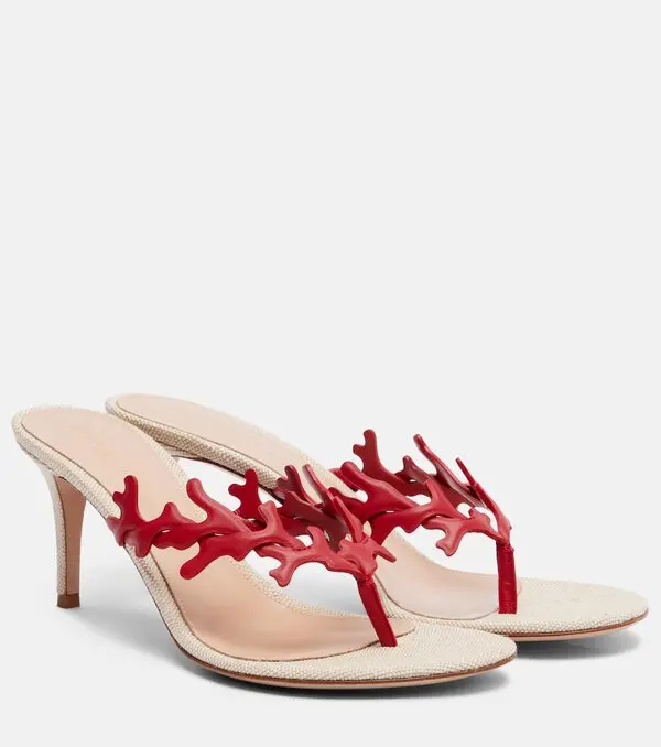 GIANVITO ROSSI Canvas And Leather Thong Sandals - Red