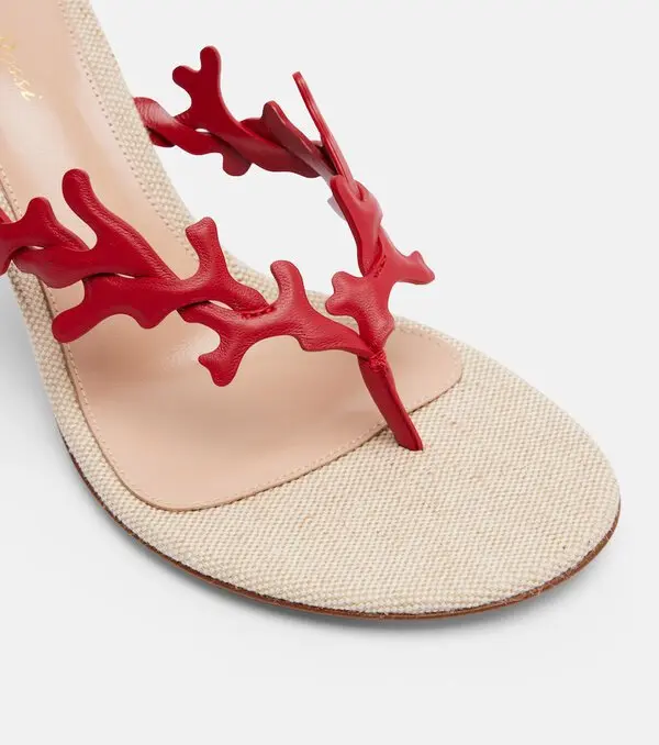 GIANVITO ROSSI Ocean Canvas And Leather Thong Sandals - Red