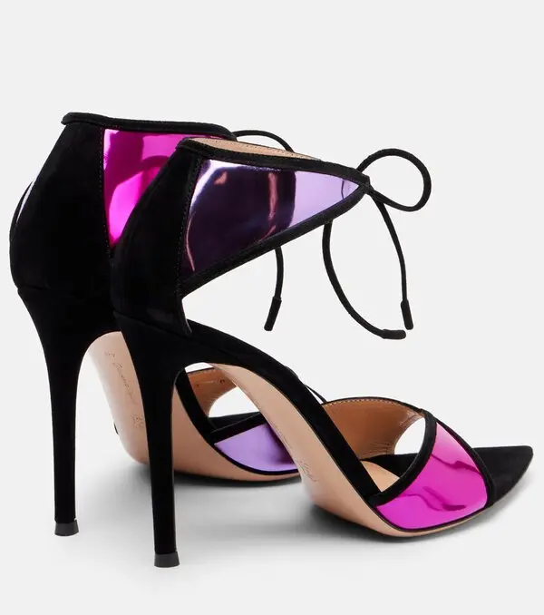 GIANVITO ROSSI Confetti Metallic Leather & Suede Sandals