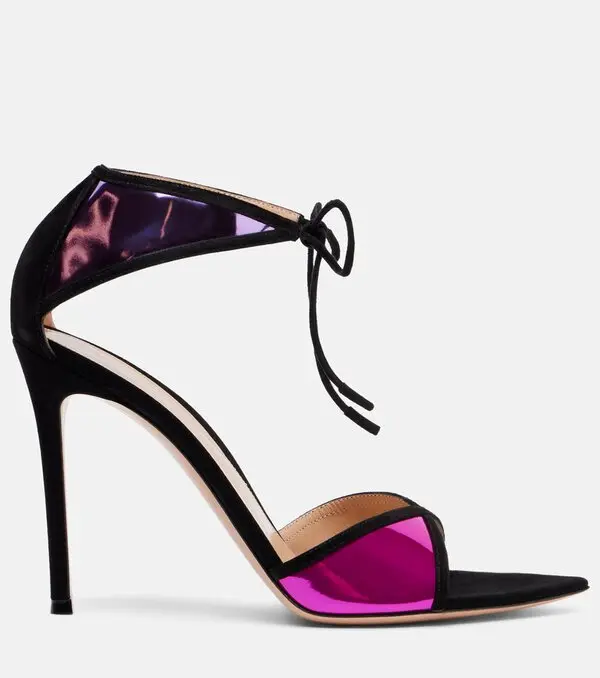 GIANVITO ROSSI Confetti Metallic Leather & Suede Sandals