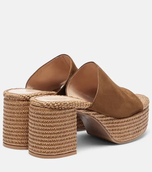 GIANVITO ROSSI Suede Platform Espadrille Mules
