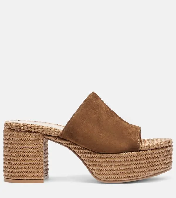 GIANVITO ROSSI Suede Platform Espadrille Mules