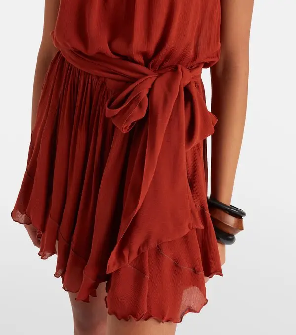 Poupette St Barth Bianca Gathe Mini Dress - Red