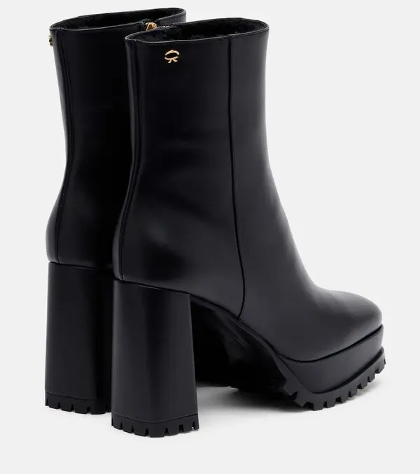 GIANVITO ROSSI Leather Platform Ankle Boots