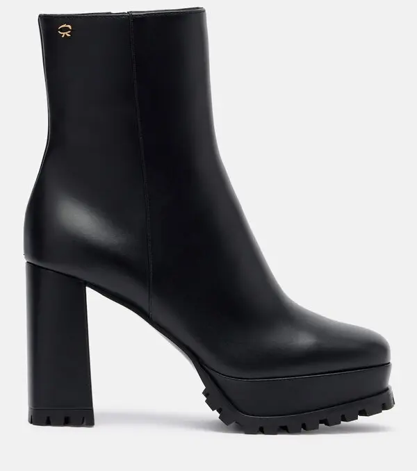 GIANVITO ROSSI Leather Platform Ankle Boots