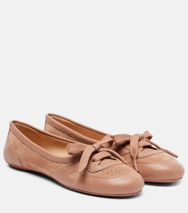 GIANVITO ROSSI Leather-trimmed Suede Ballet Flats