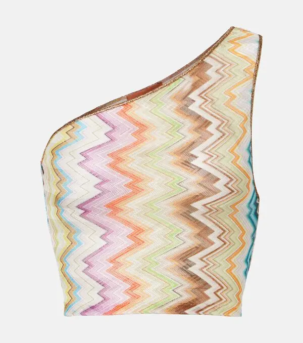 Missoni Zigzag One-shoulder Crop Top - Multicoloured