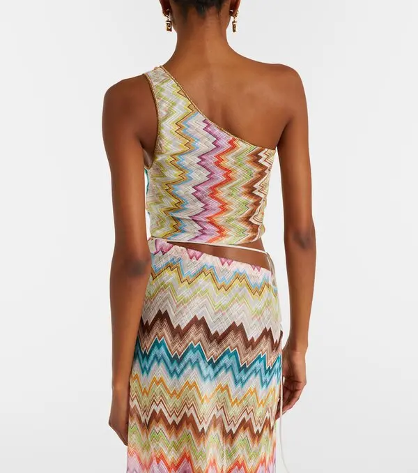 Missoni Zigzag One-shoulder Crop Top - Multicoloured