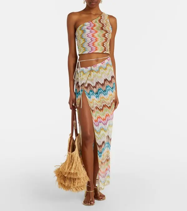 Missoni Zigzag One-shoulder Crop Top - Multicoloured