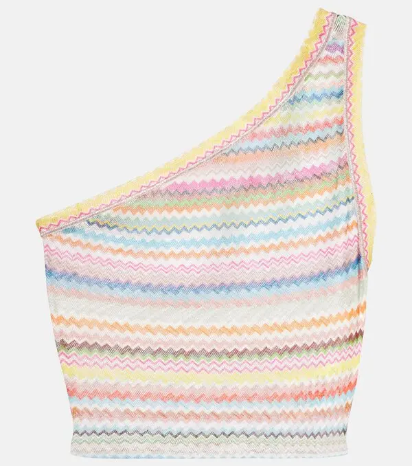 Missoni Zigzag One-shoulder Crop Top - Multicoloured