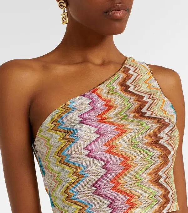Missoni Zigzag One-shoulder Crop Top - Multicoloured