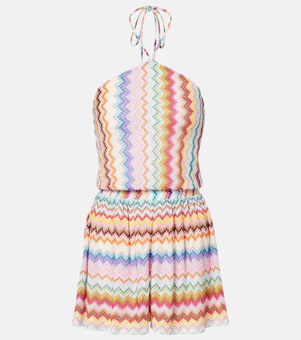 Missoni Zigzag Halterneck Lamé Romper - Multicoloured