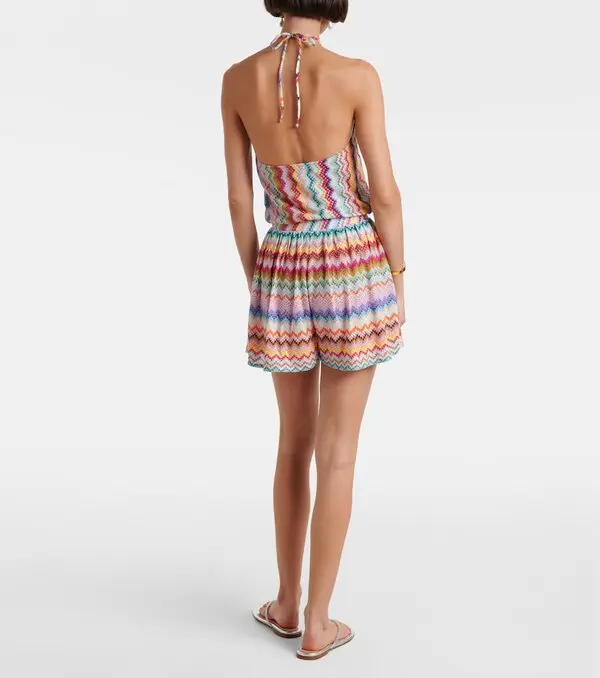 Missoni Zigzag Halterneck Lamé Romper - Multicoloured