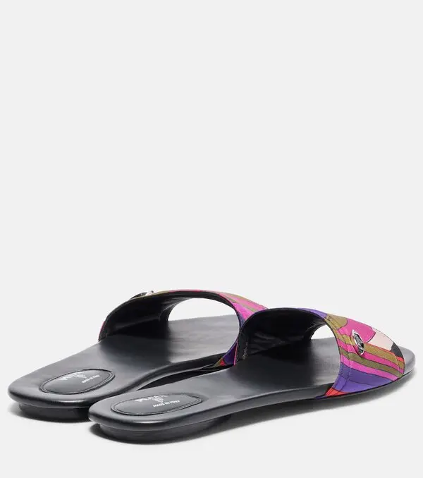 Emilio Pucci Multicolor Printed Silk Slides - Multicoloured