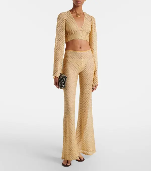 Missoni Open-knit Lamé Flared Pants - Gold